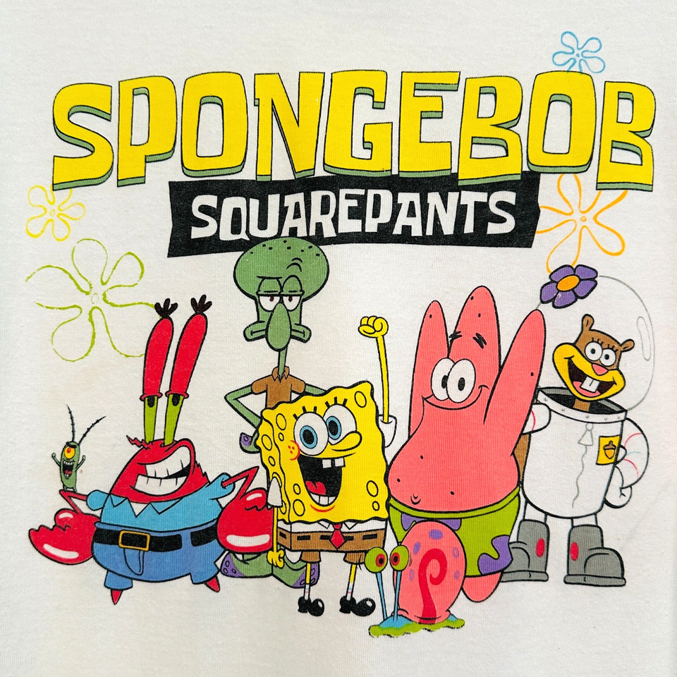Nickelodeon SpongeBob SquarePants White Tee Front Graphic Short Sleeve ...