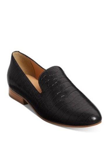 JACK ROGERS Womens Black Croc Audrey Almond Slip On Leather Flats Shoes ...