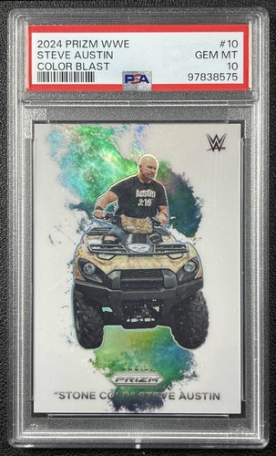 STONE COLD STEVE AUSTIN PSA 10 2024 PANINI PRIZM WWE #10 COLOR BLAST ...