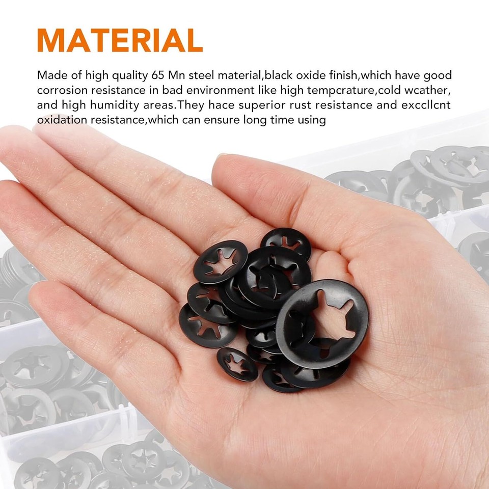 340pcs Internal Tooth Star Lock Spring Quick Washer Push On Speed Nut ...