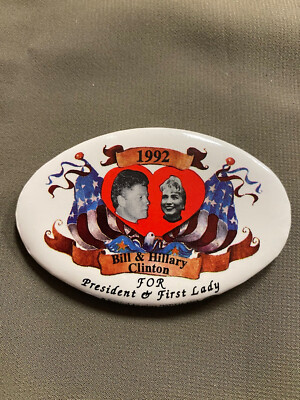 Bill And Hillary Clinton 1992 Political Vintage pinback button 3”x2” | eBay