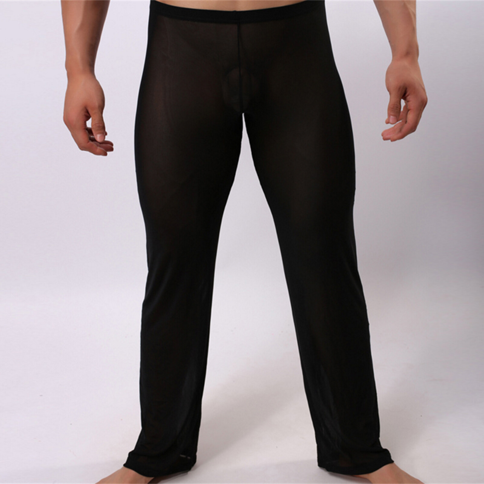 Mens Sexy Ultra Thin Sleep Pants Sheer Mesh Pajamas Home Lounge Pants ...