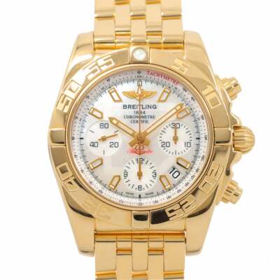 BREITLING Chronomat 41 HB0140 750 PG Date White Shell Dial Mens ...