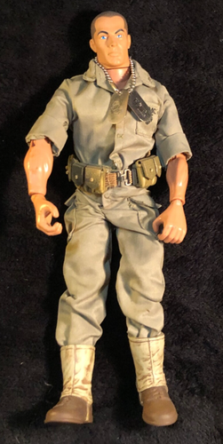 1996 GI Joe 12" USMC Figure Brown Hair Blue Eyes Outfit Belt Boots Dog ...