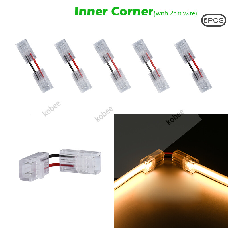 5pc 2pin COB LED Strip Light Connector Extension Wire Terminal Fixed ...