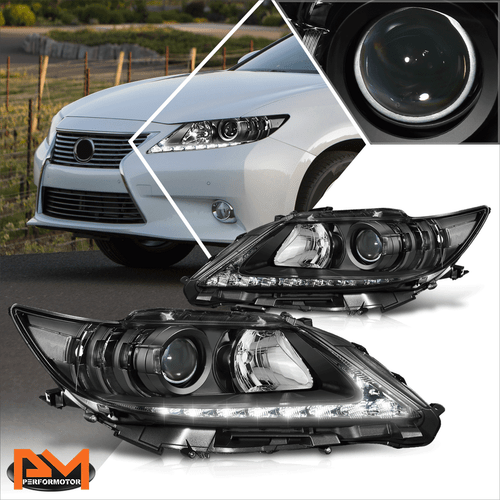 For 13-15 Lexus ES300h/ES350 OE Style LED DRL Projector Headlights Black/Clear | eBay