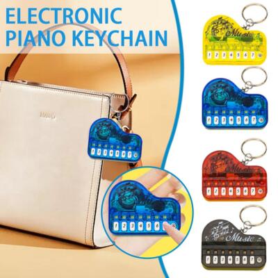 Portable Musical Instrument Toy Piano Keychain Mini Electronic Keyboard ...