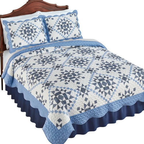 Collections Etc Star Patchwork Quilt Blue Full/Queen | eBay