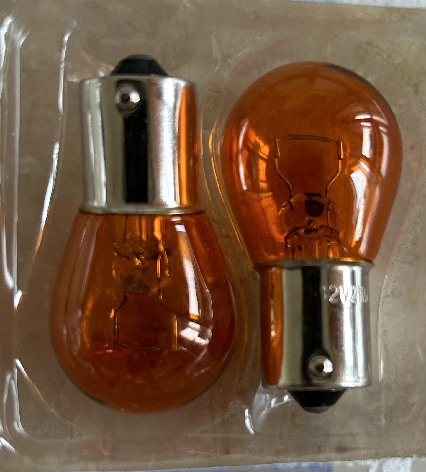 2 x BAU15S 12v Amber Coated Indicator Globes Offset Pins Indicator ...