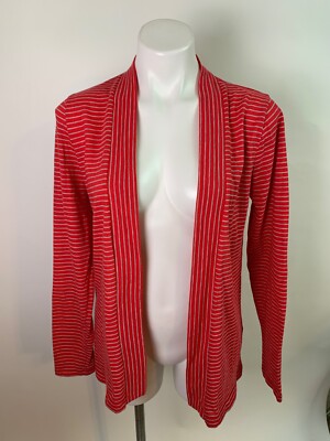 NEW J. Crew Red Gray Striped Open Cardigan Top Medium | eBay