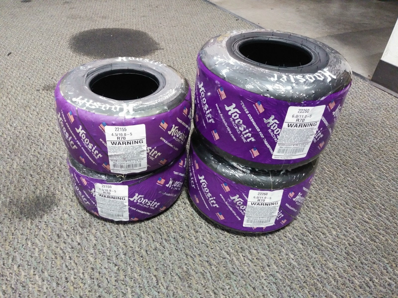 Hoosier Sprint Karting Tire Slick set of 4 R70 Compound 4.5/6.0-5 ...