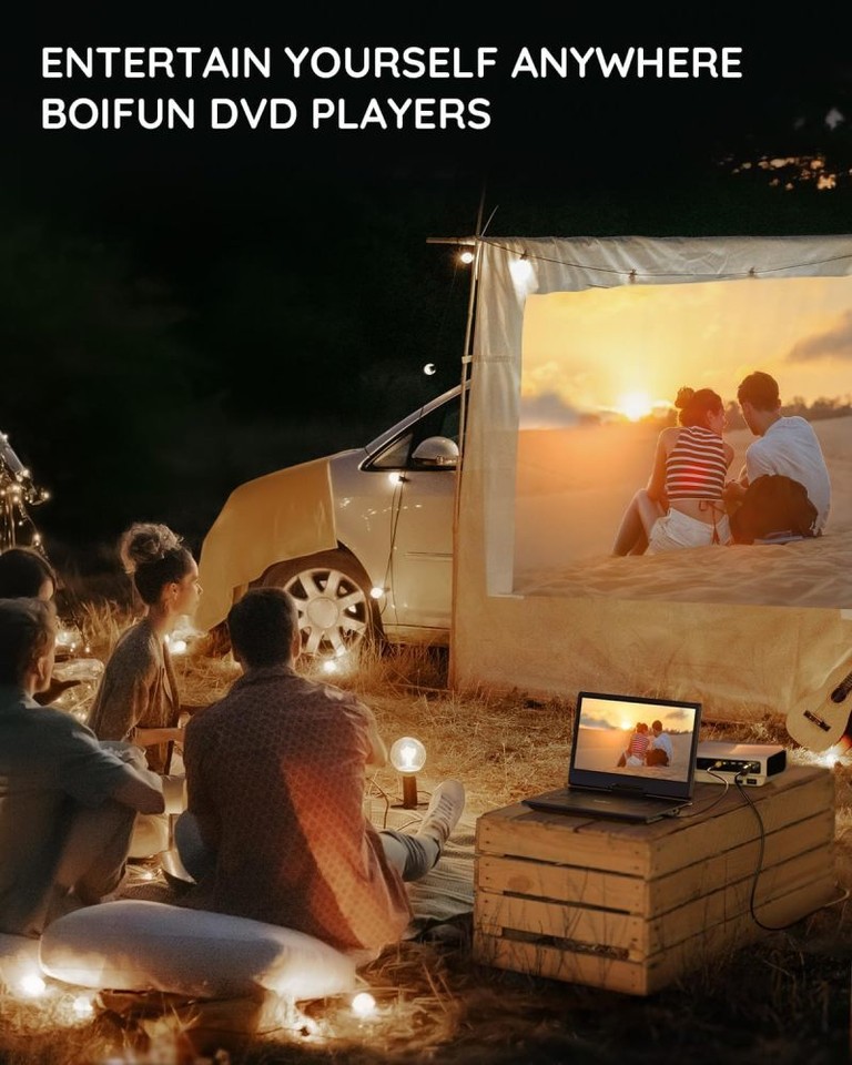 BOIFUN 15.7" Portable DVD Player 14.1" HD Screen 6 Hours Battery USB/SD ...