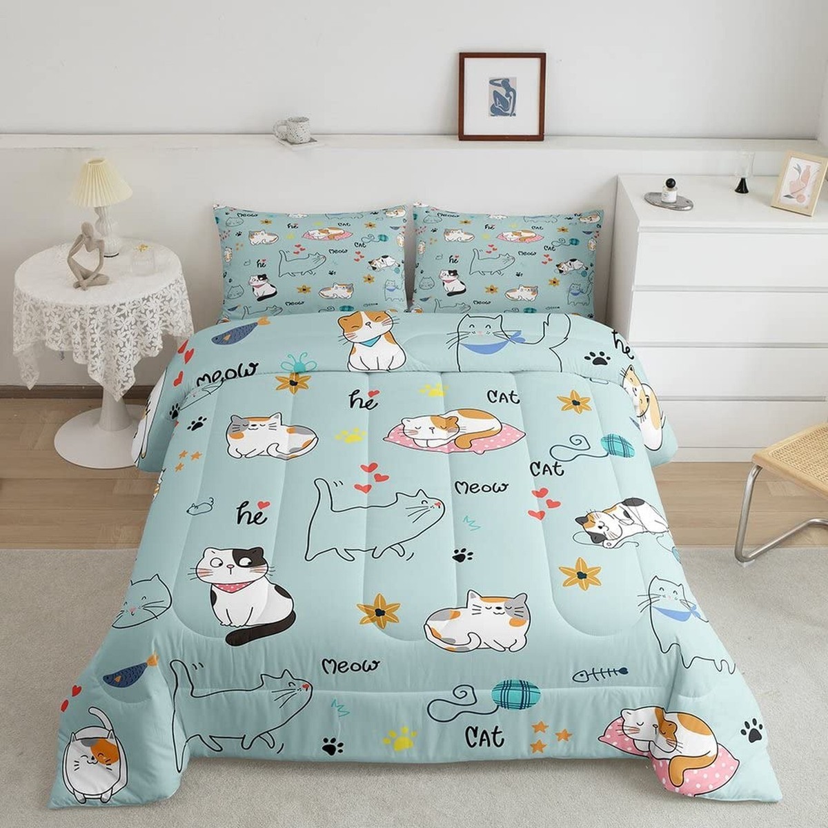 Comforter For Cats Cartoon Cat Comforter Set Twin/Full/Queen/King ...