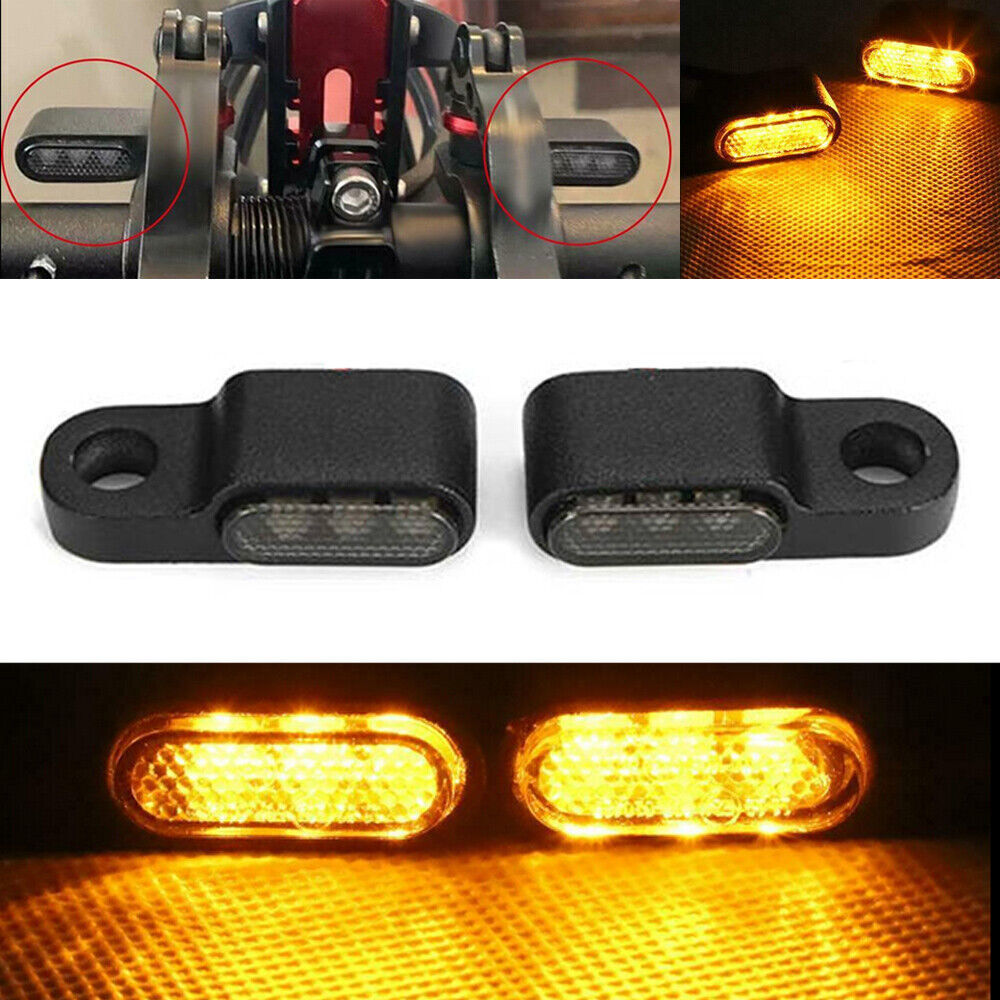 2X Mini LED Motorcycle Turn Signal Lights Amber Blinker Lamp Black ...