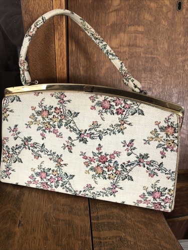 Vintage 1960’s Verdi Floral tapestry carpet bag purse handbag 12” x 8 ...