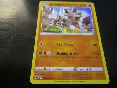 LYCANROC HOLO pokemon CARD #30/73 2020 MInt condition 120HP | eBay