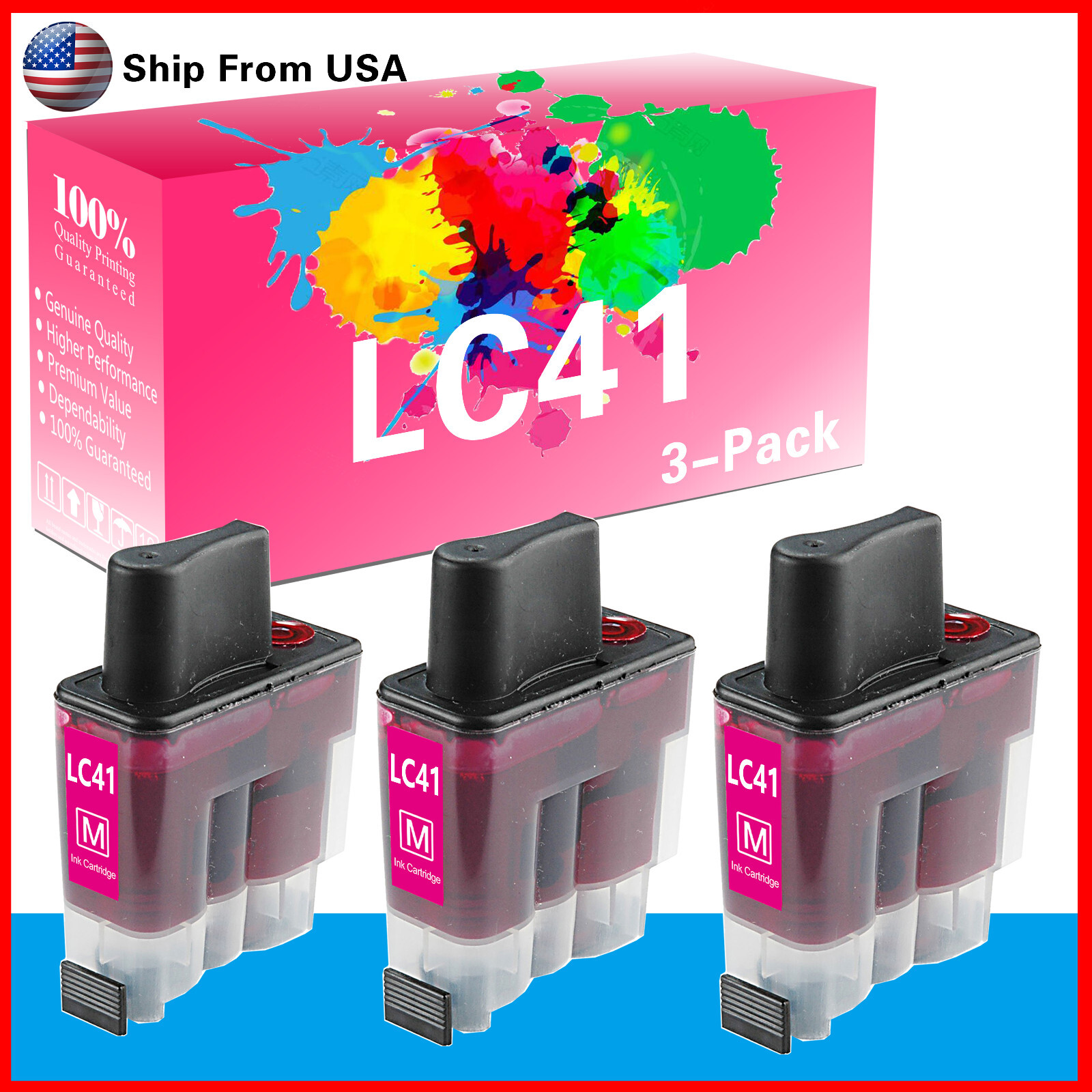 3PK LC41 LC-41 Ink Cartridge for DCP-315C DCP-315CN DCP-340CW Printer ...