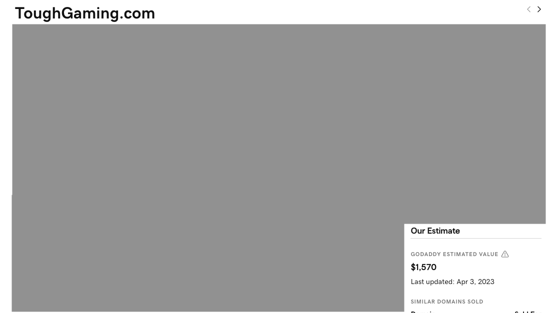 TOUGH GAMING .com PREMIUM BRANDABLE GAME DOMAIN NAME. Aged. GD Value $1 ...