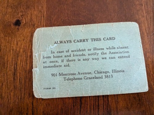 VTG Id Card Benefit Assn. Railway Employees Chicago Illinois Edwin ...