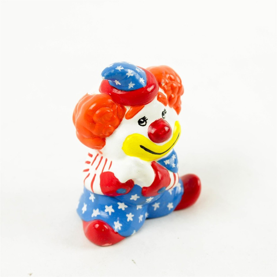 Mini Clown Figurine Orange Hair Blue Outfit Desk Shelf Collectible | eBay