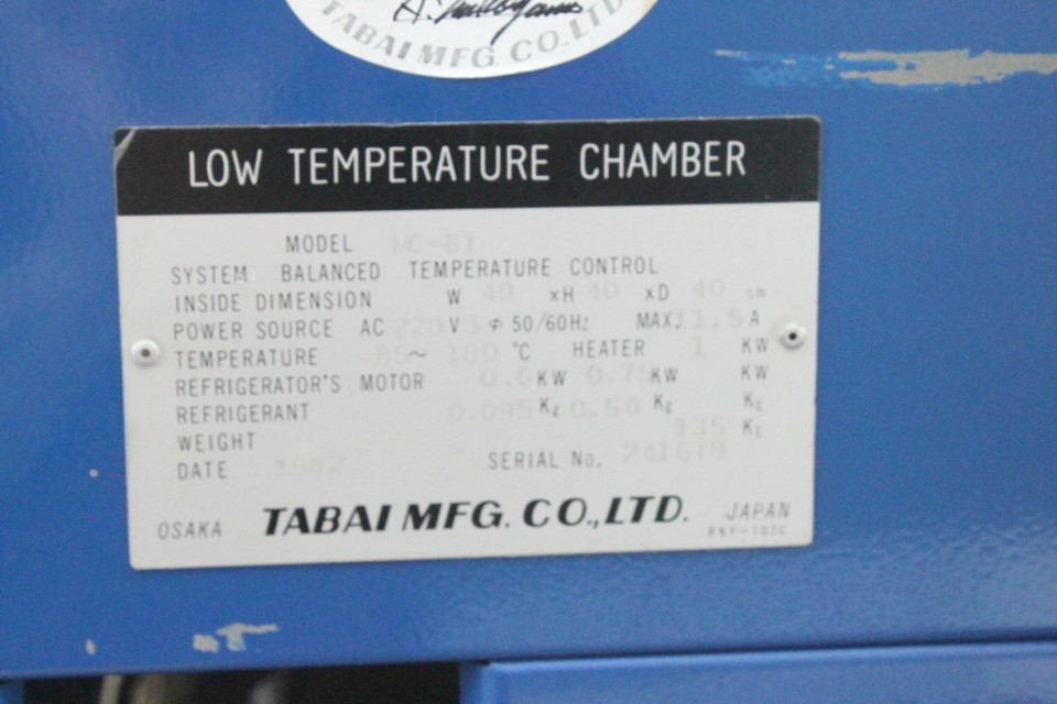 Tabai Espec MC-81 Mini-Subzero Ultralow Temperature Chamber -85°-180°C ...