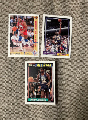 DCC: 1991 1992 Upper Deck Topps Magic Johnson 3-card lot #54 57 126 ...