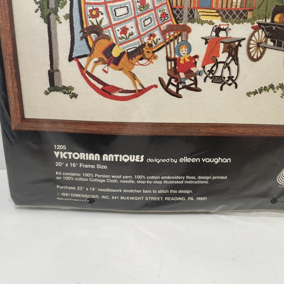 Dimensions Crewel Kit 1205 Victorian Antiques Eileen Vaughan Patchwork Quilt | eBay