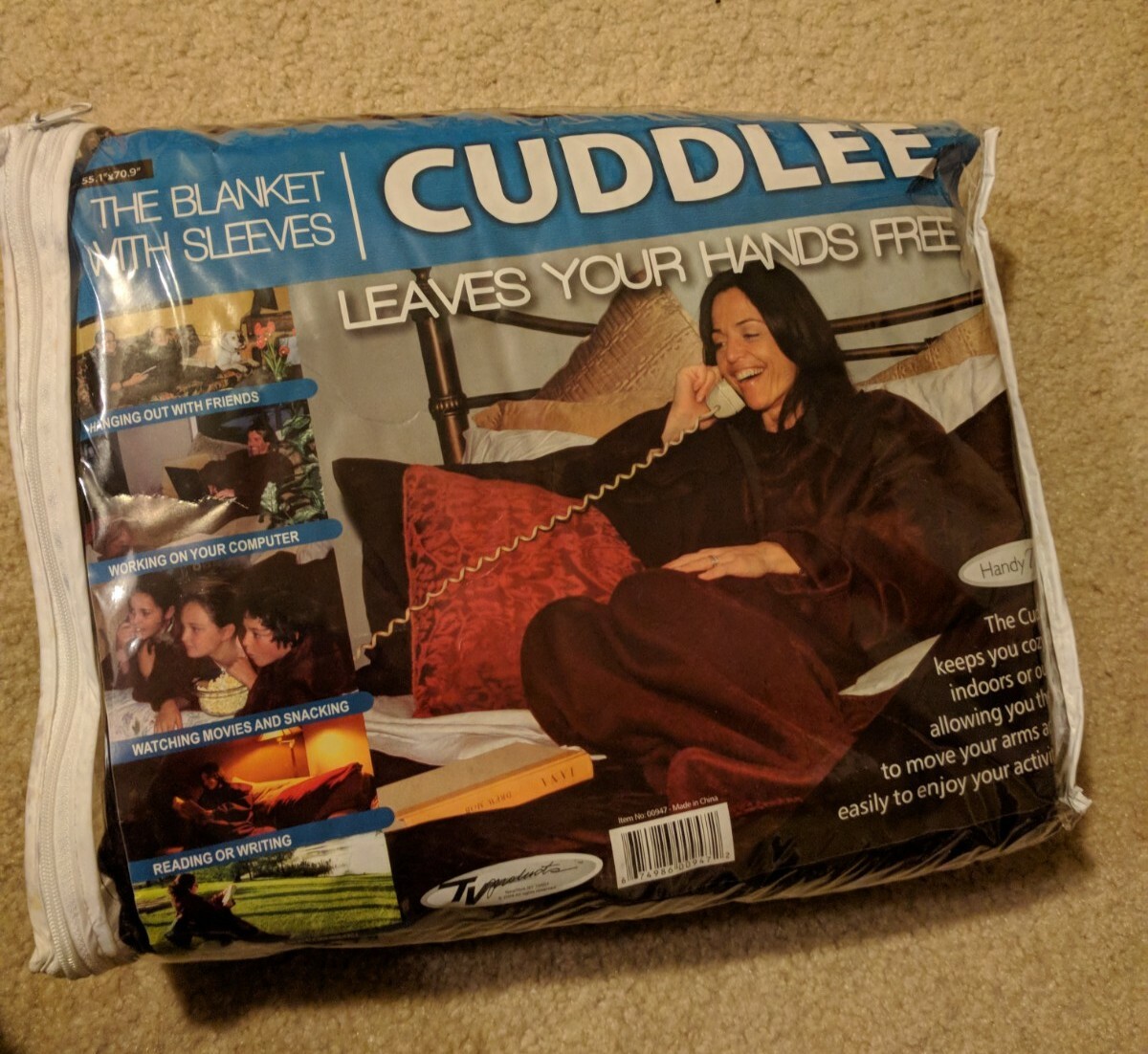 Cuddlee the Fleece Blanket-throw with sleeves brown 1 size fits all | eBay