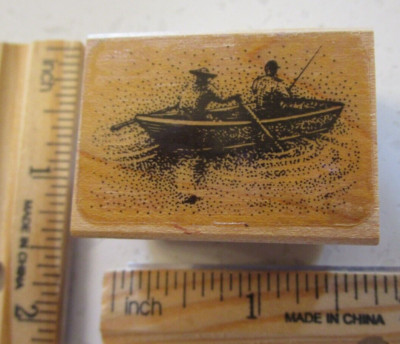 BOATING FISHERMEN MW RUBBER STAMP- STAMPSCAPES 093B | eBay