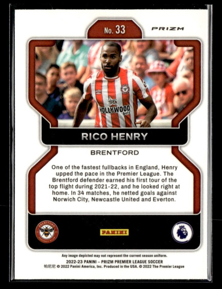 2022-23 Panini Prizm Premier League #33 Rico Henry Prizms Hyper Card ...