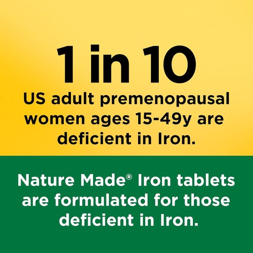 Nature Made Iron 65 mg (325 mg Ferrous Sulfate) Tablets, Dietary ...