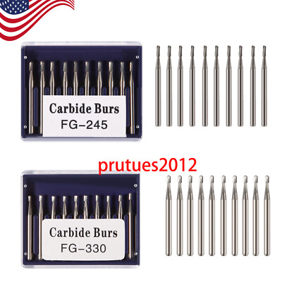 Dental Burs FG 330 245 Carbide High Speed Pear Domed Fissure Friction ...