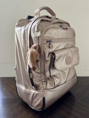 kipling Sanaa METALLIC Rolling School backpack Rose Quartz | eBay