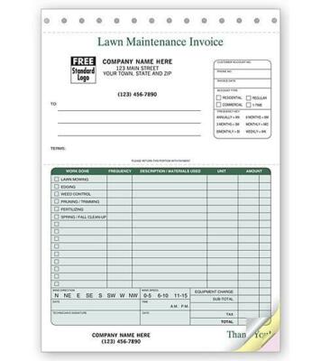 250 Lawn Maintenance Landscaping Invoices / NEBS Deluxe No. 123 / 3 ...