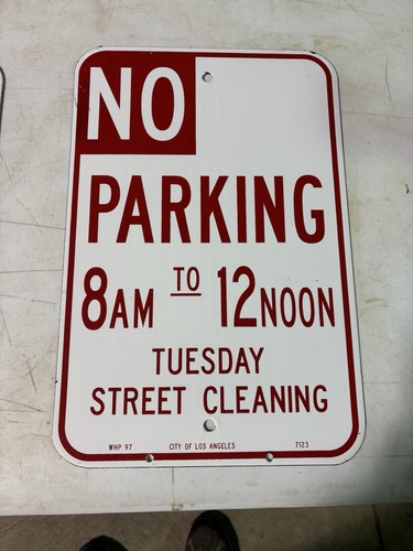 No Parking Street Cleaning Sign Los Angeles Vintage Porcelain | eBay