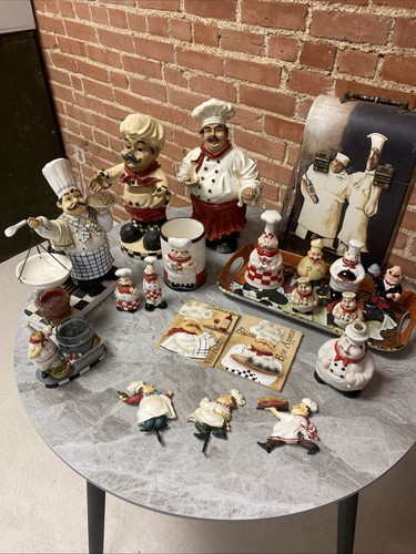 Fat Italian Chef LOT Kitchen Decor Salt Pepper Candle Read Description ...
