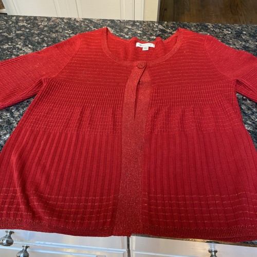 Cold water Creek Red Sparkle Sweater 3/4 Sleeve L 3621 | eBay