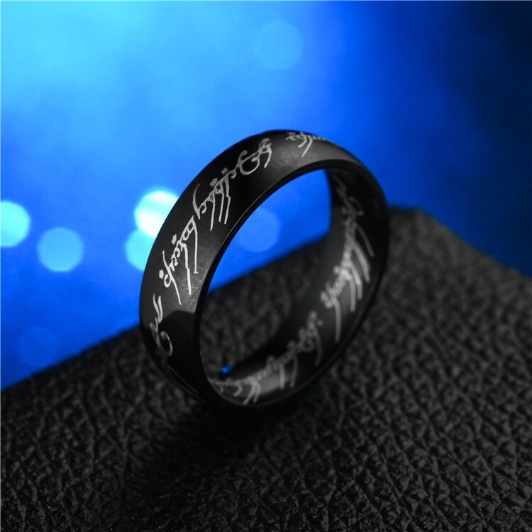 Lord of the Elvish Rings Silver Tungsten Promise One Ring Mens Comfort ...
