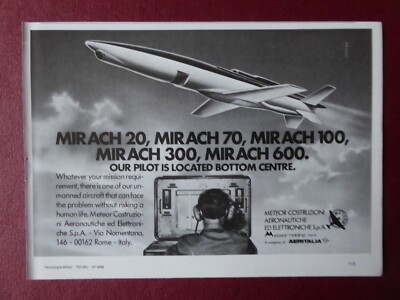 9/1986 PUB METEOR AERITALIA UNMANNED AIRCRAFT MIRACH DRONE ORIGINAL AD ...