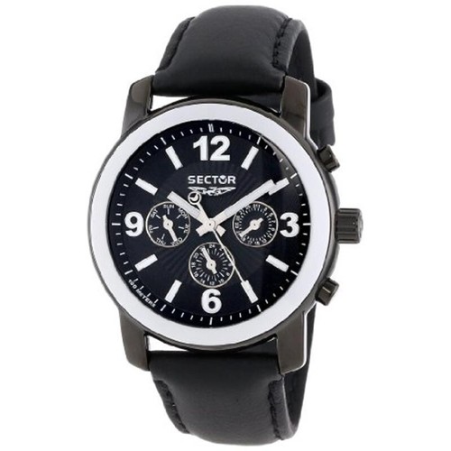 Sector 500 Men's Multifunction Watch Day Date Ceramic Case And Leather ...