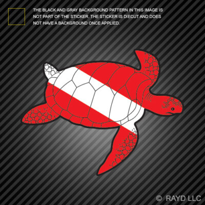 Diver Down Sea Turtle Sticker Die Cut Vinyl scuba flag tortoise dive ...