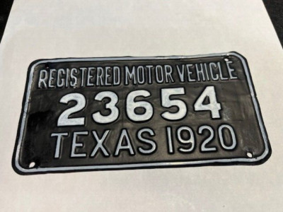 1920 TEXAS PASSENGER LICENSE PLATE ORIGINAL RADIATOR SEAL CAR ...