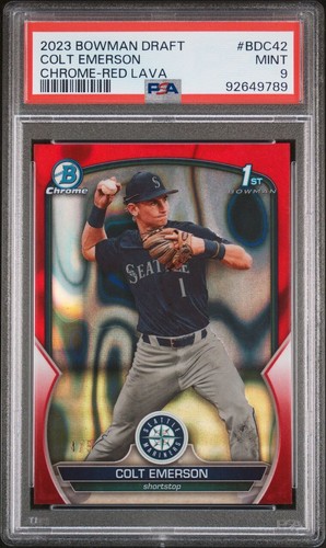 2023 Bowman Draft Colt Emerson Chrome Red Lava /5 PSA 9 Mint | eBay