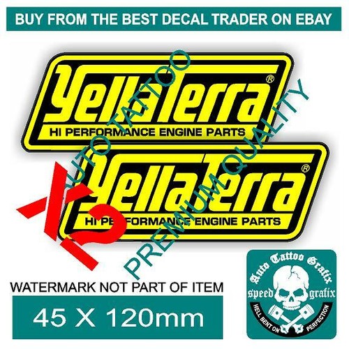 YELLA TERRA DECAL STICKER X2 VINTAGE MOTORSPORT HOT ROD TOOLBOX DECALS ...