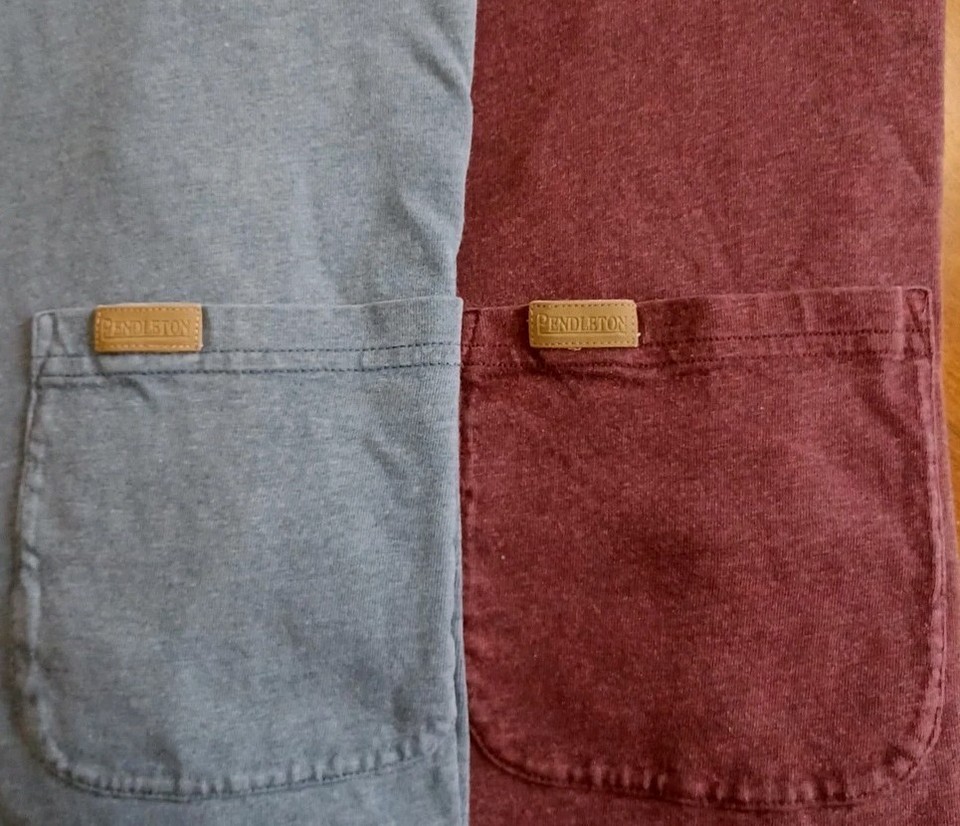 2 Pendleton Pocket T Shirts Blue Red Short Sleeve Crew Neck Mens Size ...
