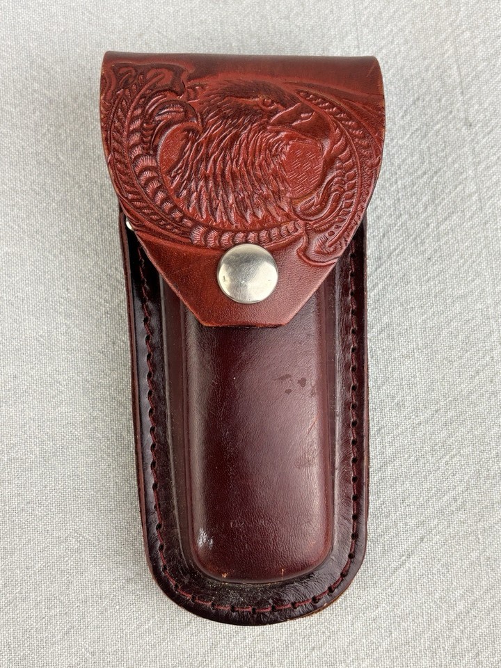 Vintage Buck 110 USA Folding Lockback Pocket Knife With Leather Sheath ...