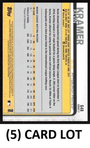 (5) CARD LOT - 2019 Topps #648 Kevin Kramer RC | eBay