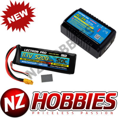 Combo: Lectron Pro AC-3A Charger w/ 11.1V 5200mah 50C w/ XT60 + Gray ...