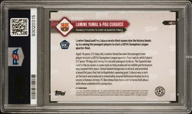 LAMINE YAMAL + PAU CUBARSI * PSA 10 *PURPLE /99 * 2023-24 LAMINE YAMAL + PAU CUBARSI * PSA 10 *PURPLE /99 * 2023-24