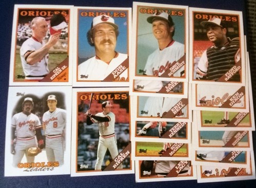 (16) 1988 Topps Baltimore Orioles Murray, Cal Ripken Jr ,Cal Ripken Sr ...
